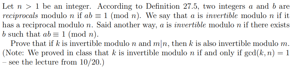 Solved Let n > 1 be an integer. According to Definition | Chegg.com