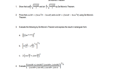 Solved So, we're going to solvw this using De Moivre's | Chegg.com