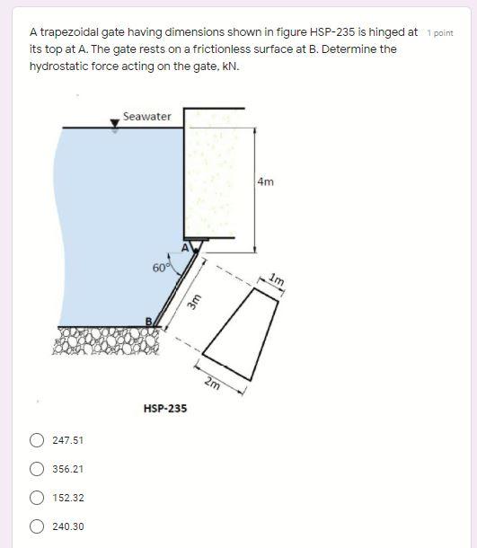 Solved A trapezoidal gate having dimensions shown in figure | Chegg.com