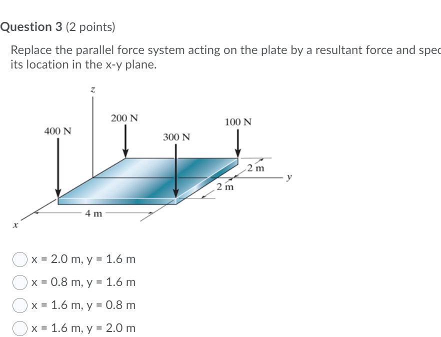 Solved Question 3 (2 points) Replace the parallel force | Chegg.com
