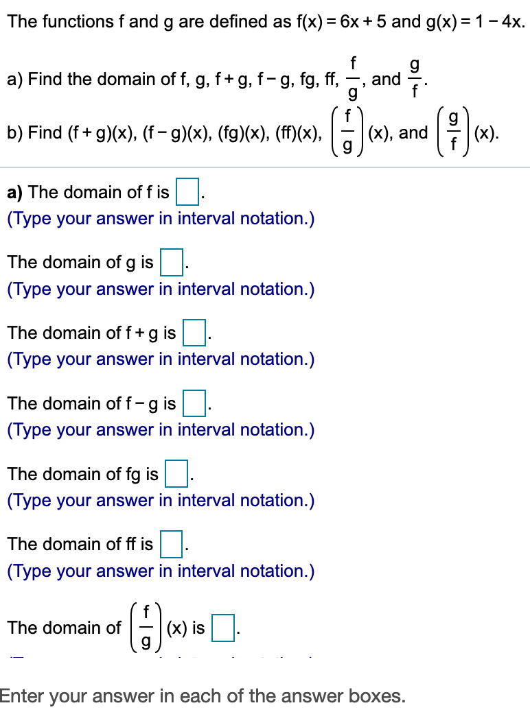 Solved The functions f and g are defined as f(x) = 6x +5 and | Chegg.com
