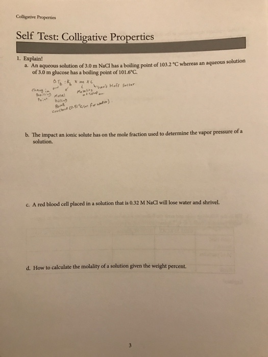 Solved Colligative Properties Self Test: Colligative | Chegg.com
