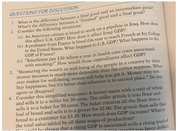 Solved 1. What is the difference between a final good and an | Chegg.com