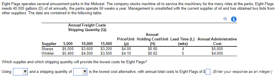 Solved Using (Sharps/Winkler) and a shipping quantity of | Chegg.com