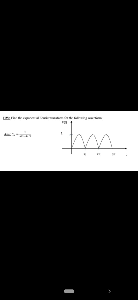 Solved HW: Find the exponential Fourier transform for the | Chegg.com