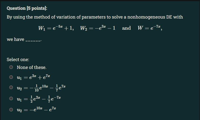Solved Question (5 points): By using the method of variation | Chegg.com