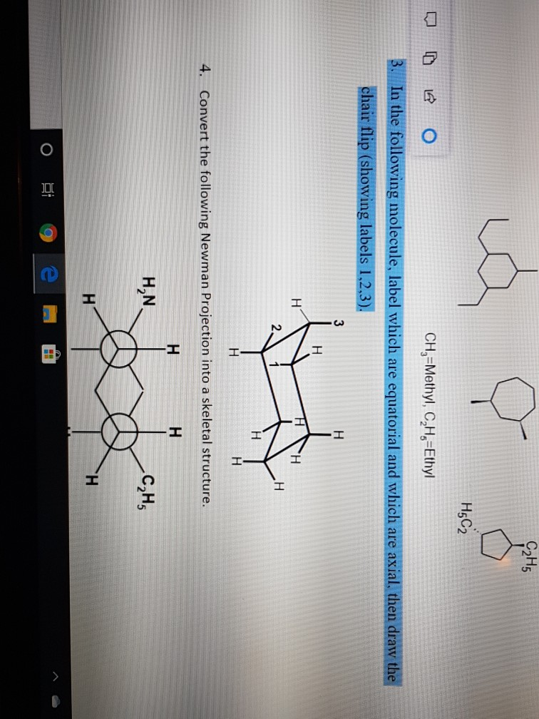 Solved C2H5 H5C2 DOQO CH, Methyl, C,H, Ethyl 3. In the | Chegg.com