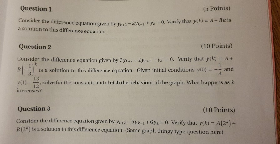 Solved Question 1 (5 Points) Consider the difference | Chegg.com
