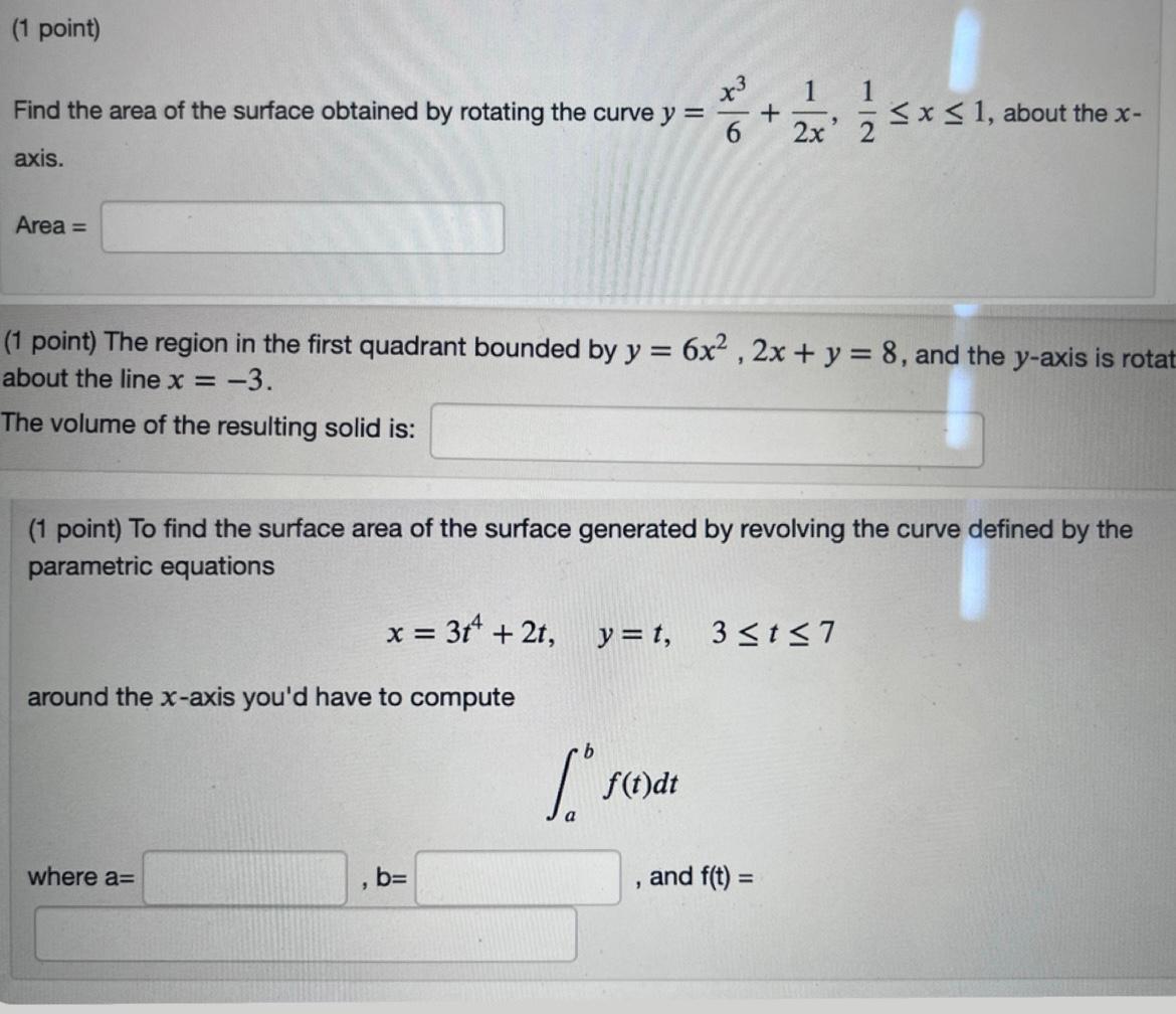 Solved Find the area of the surface obtained by rotating the | Chegg.com