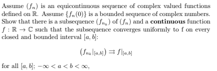 Solved Assume (fn) is an equicontinuous sequence of complex | Chegg.com