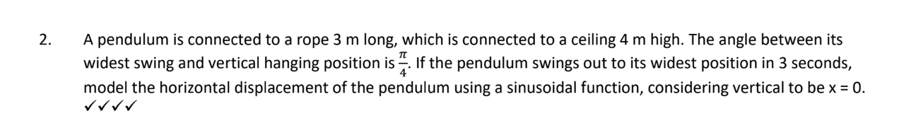 Solved A pendulum is connected to a rope 3 m long, which is | Chegg.com