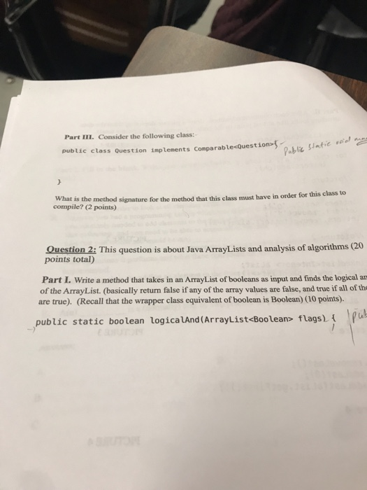 Solved Part III. Consider the following class: public class | Chegg.com