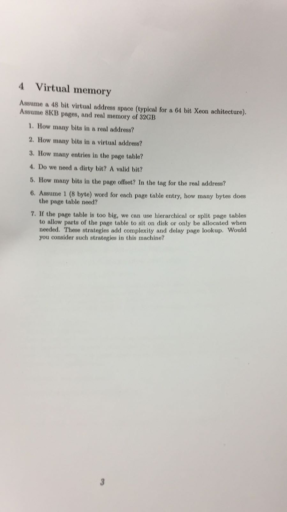 Solved Virtual memory 4 Assume a 48 bit virtual address | Chegg.com