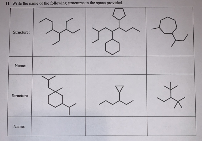 Solved 11. Write the name of the following structures in the | Chegg.com