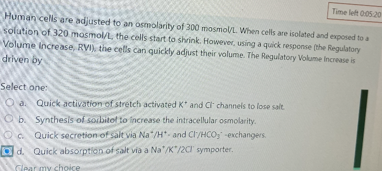 Solved Human cells are adjusted to an osmolarity of 300 | Chegg.com
