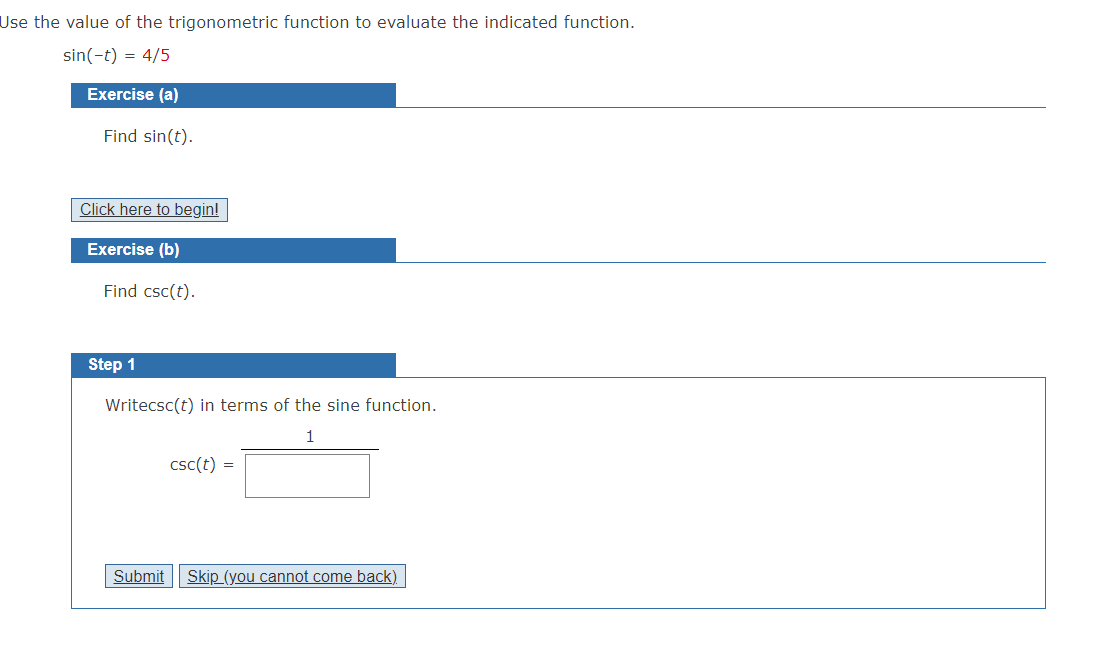 Solved Use the value of the trigonometric function to | Chegg.com