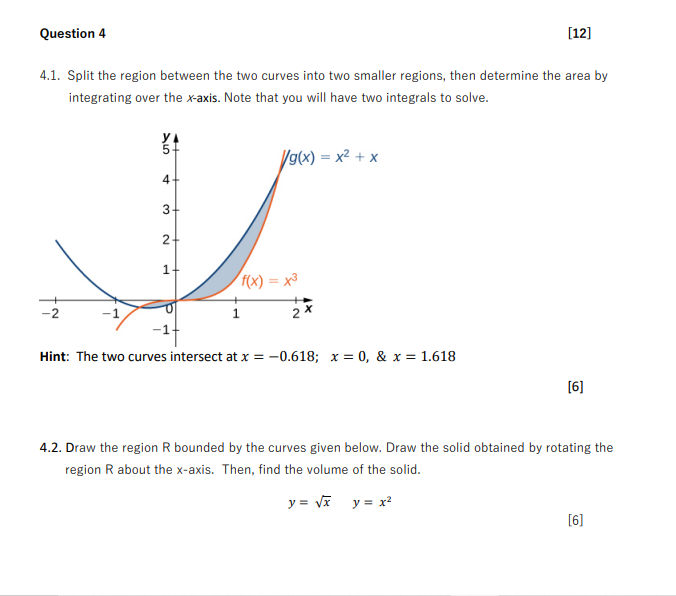 Solved Question 4 [12] 4.1. Split the region between the two | Chegg.com