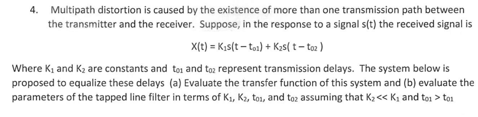 Solved 4. Multipath distortion is caused by the existence of | Chegg.com