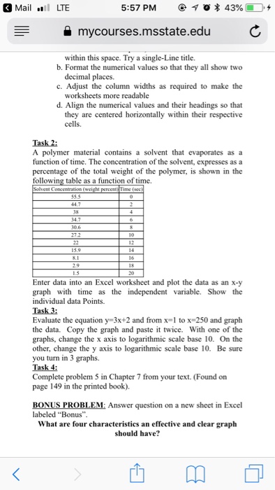 Solved Maill LTE mycourses.msstate.edu C b. Format the | Chegg.com