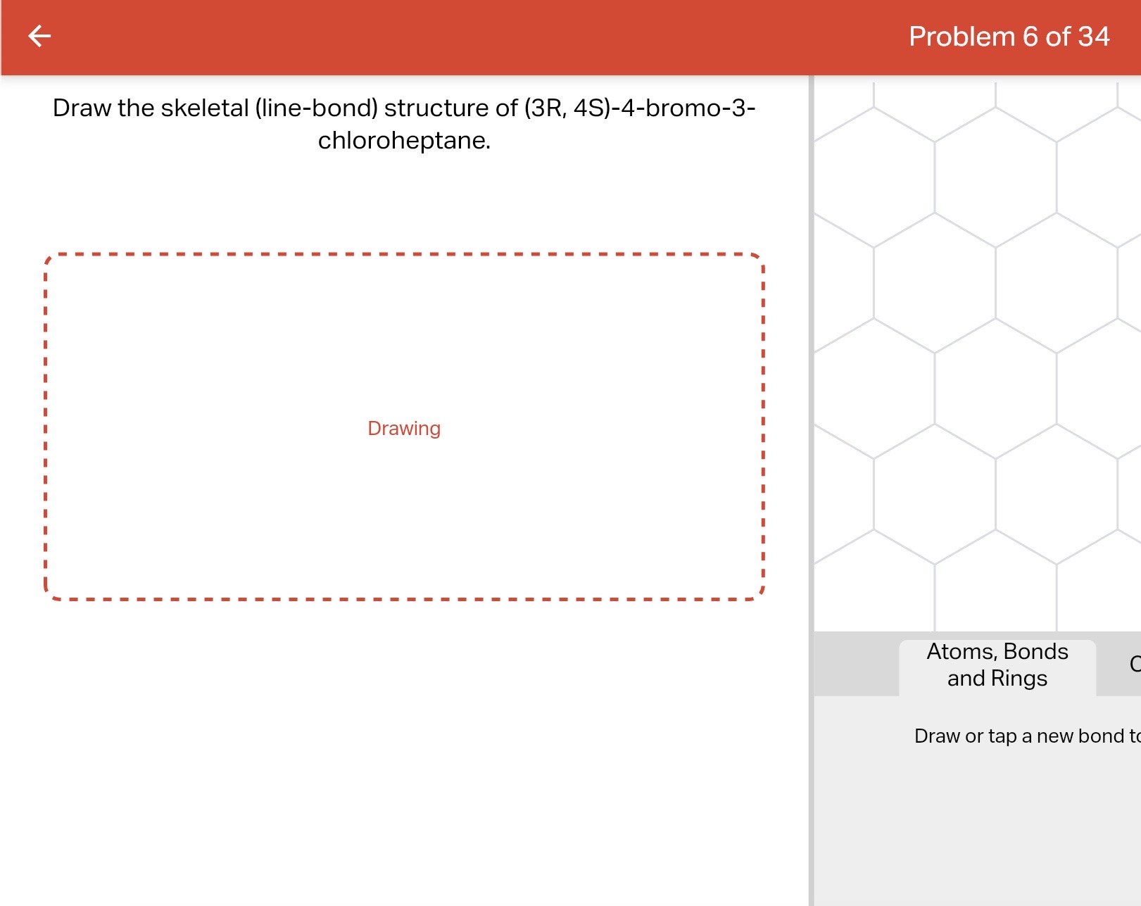 Solved Problem 6 of 34 Draw the skeletal (line-bond) | Chegg.com