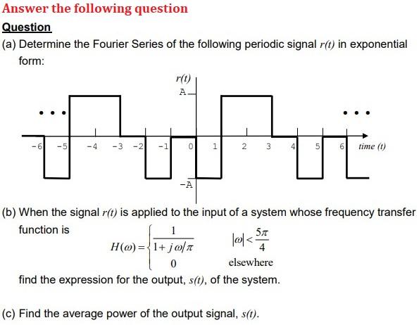 Solved Example question (a) Determine the exponential | Chegg.com