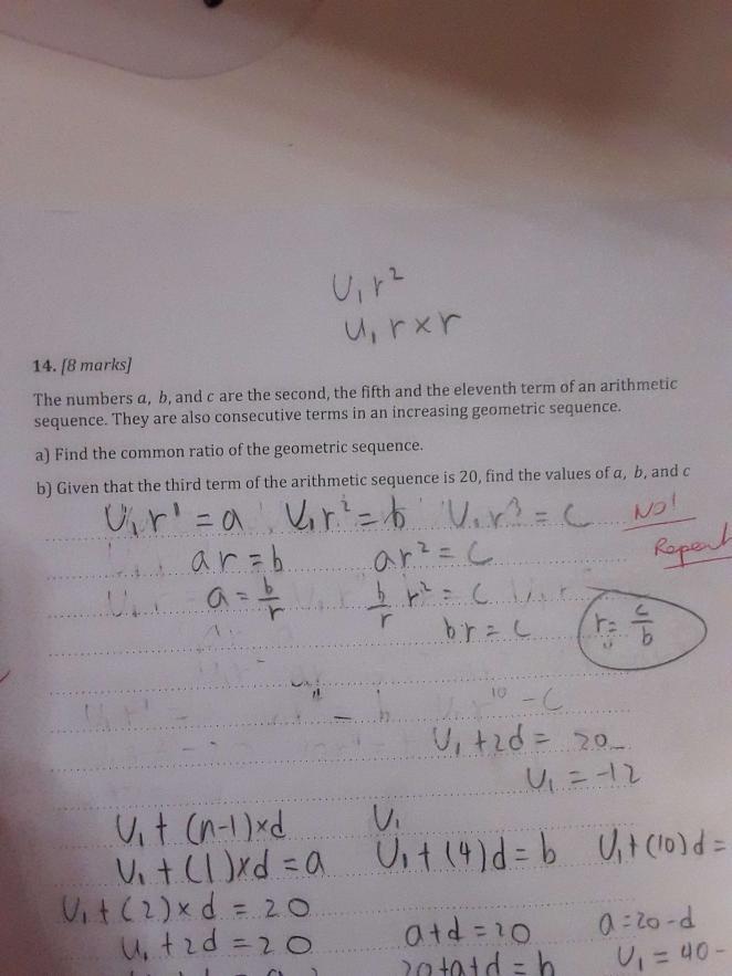 Solved 14. [8 marks ] The numbers a,b, and c are the second, | Chegg.com