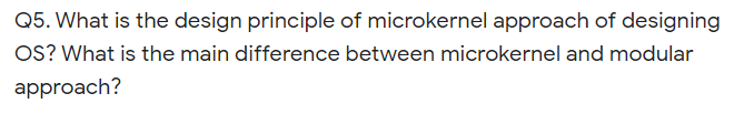 Solved Q5. What is the design principle of microkernel | Chegg.com