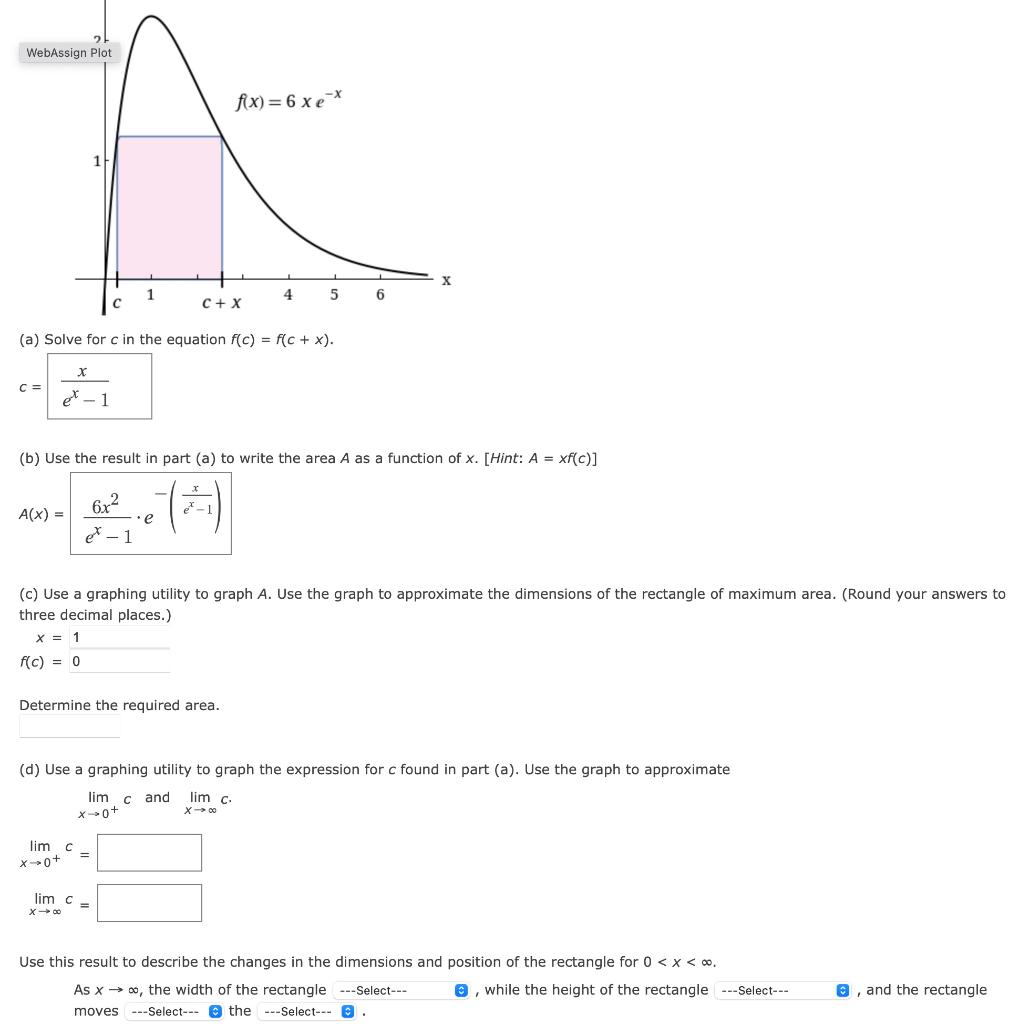 Solved (a) Solve for c in the equation f(c)=f(c+x). c=ex−1x | Chegg.com