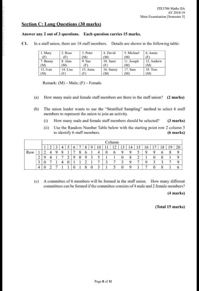 Solved Section C: Long Questions ( 30 marks) Answer any 2 | Chegg.com