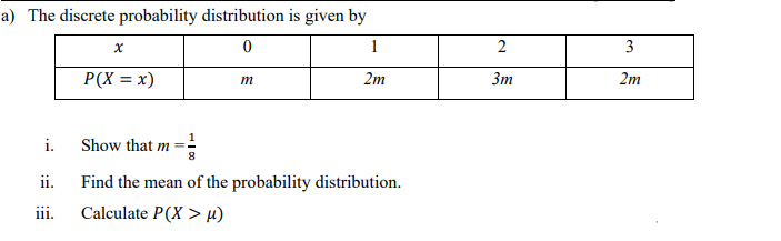 Solved a) The discrete probability distribution is given by | Chegg.com