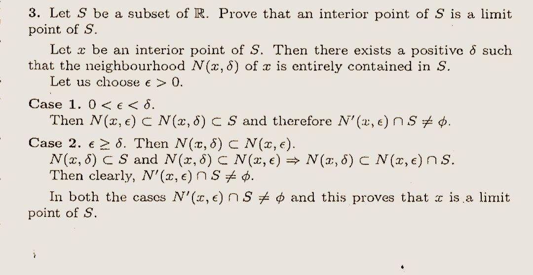 Solved 3. Let S be a subset of R. Prove that an interior | Chegg.com