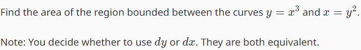 Solved Find the area of the region bounded between the | Chegg.com
