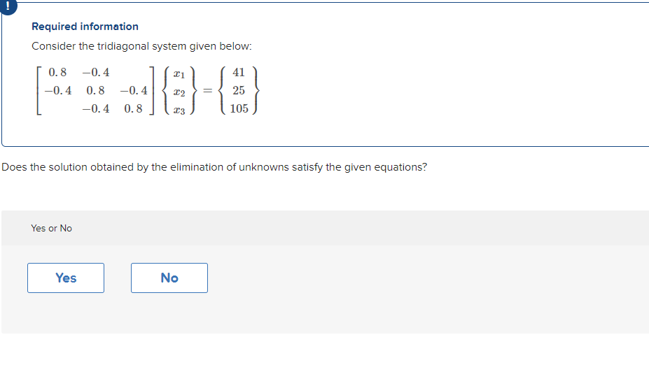 Solved Required information Consider the tridiagonal system | Chegg.com