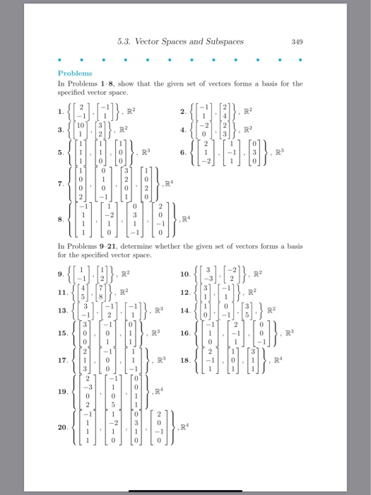 Solved 5.3. Vector Spaces and Subspaces In Problems 1-8, | Chegg.com