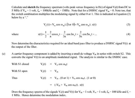 (a) An understanding of a double-sideband suppressed | Chegg.com