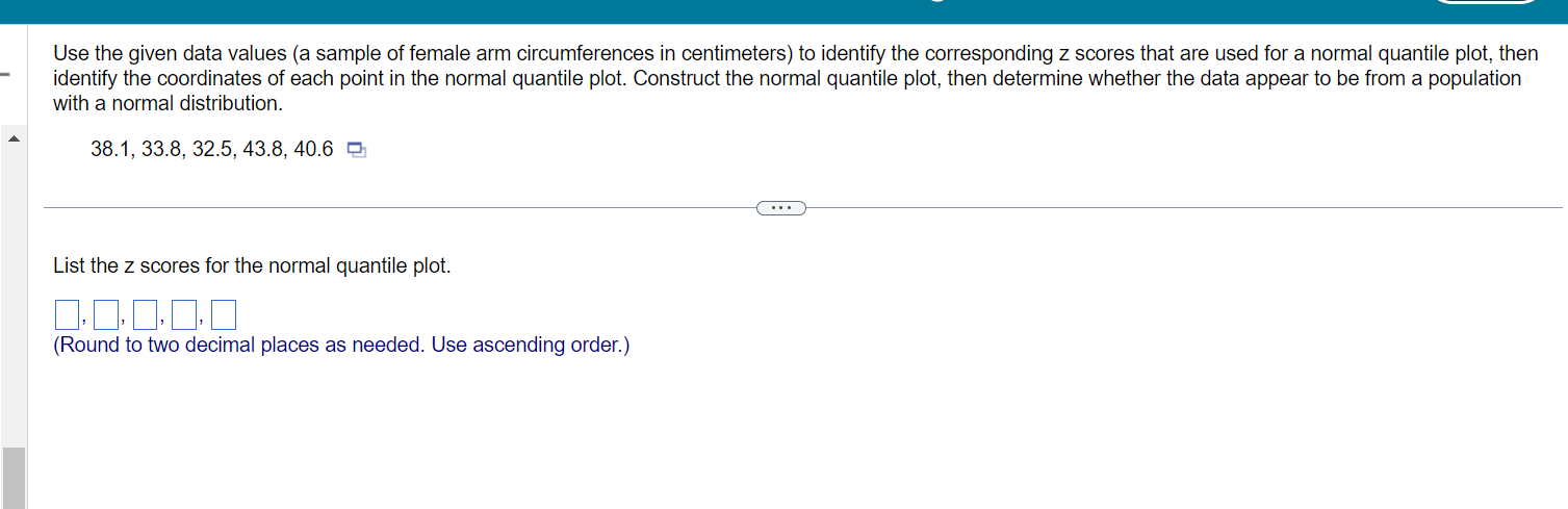 Solved Use the given data values (a sample of female arm | Chegg.com