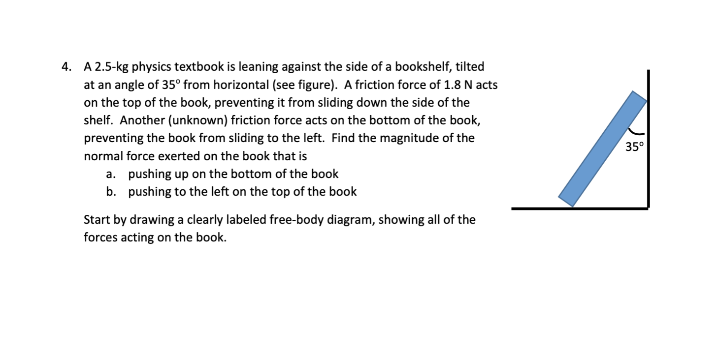 Solved 4. A 2.5-kg physics textbook is leaning against the | Chegg.com