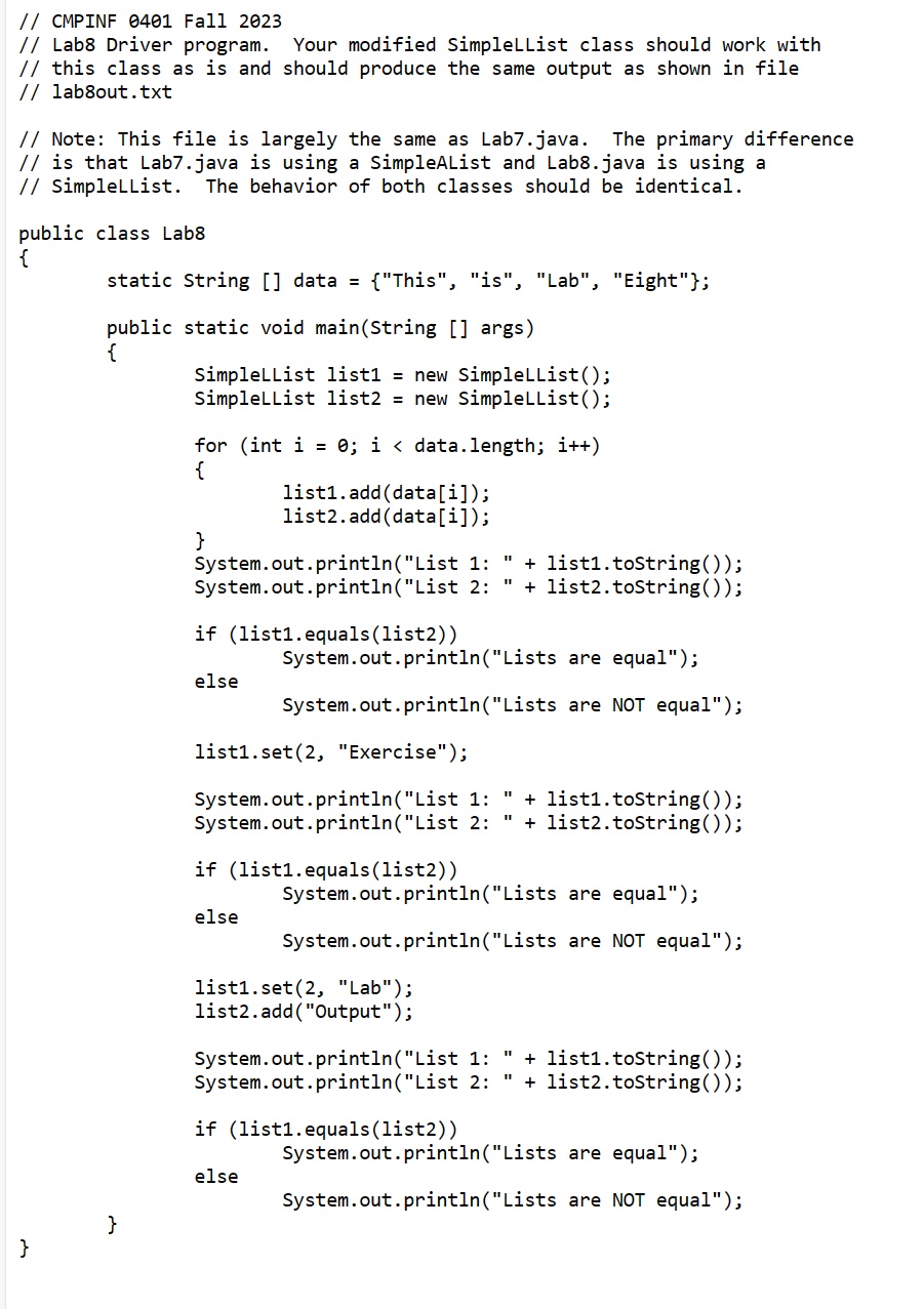 Solved NF 0401 Fall 2023 Driver program. Your modified | Chegg.com