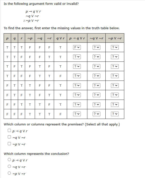 Solved Is the following argument form valid or invalid? | Chegg.com