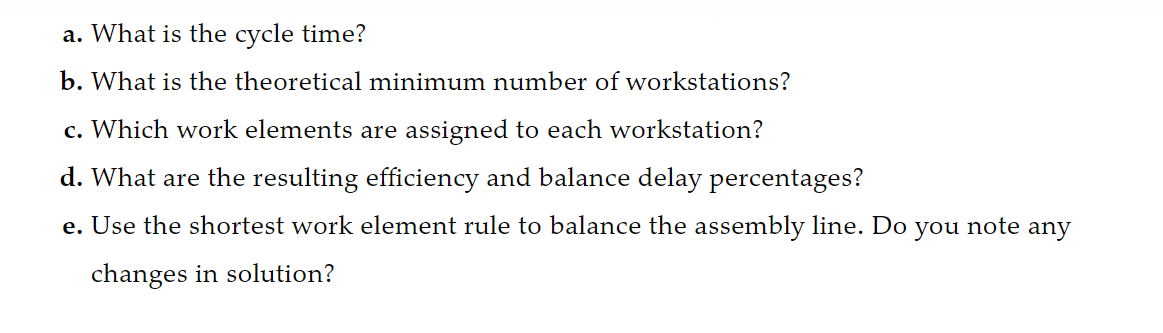 Solved Use the longest work element rule to balance the | Chegg.com