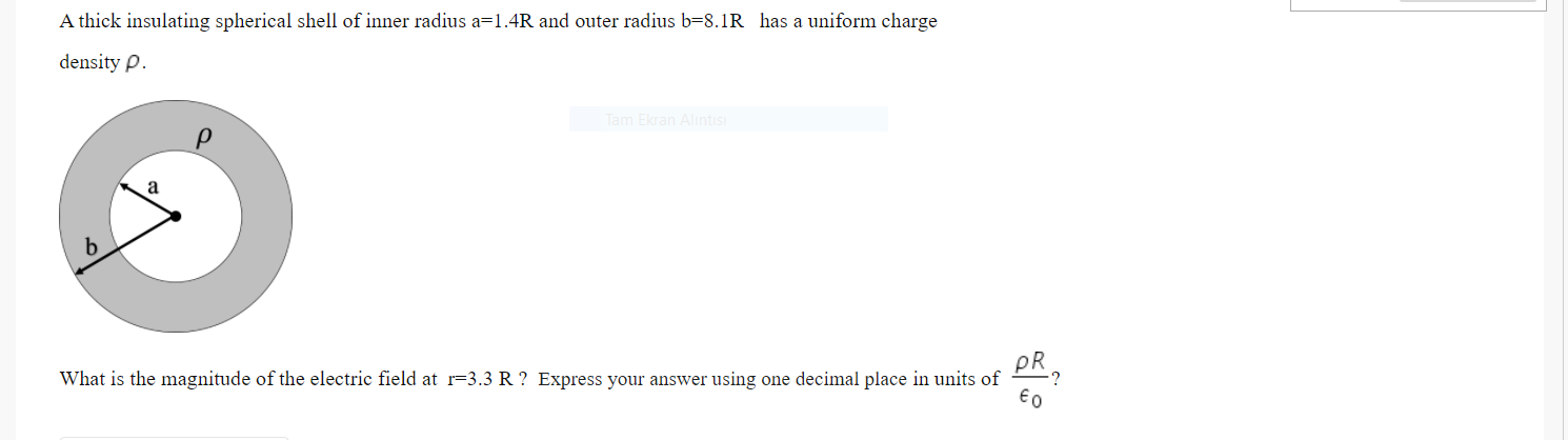 Solved A thick insulating spherical shell of inner radius | Chegg.com