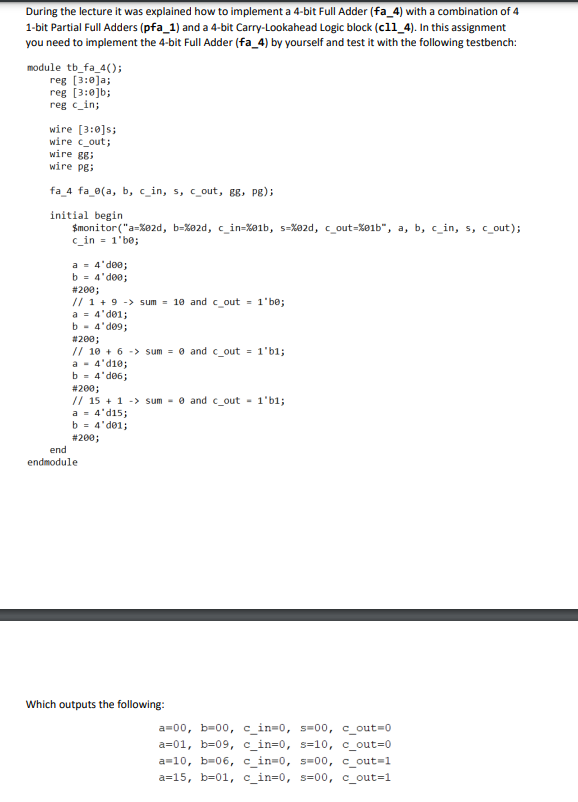 Using vivado and not using "assign {c_out, s} = a + b | Chegg.com