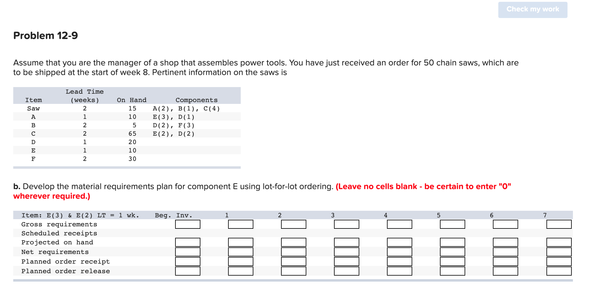 Solved Check my work Problem 12-9 Assume that you are the | Chegg.com
