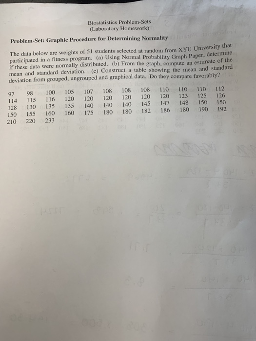 Solved Biostatistics Problem-Sets (Laboratory Homework) | Chegg.com