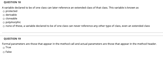 Solved Question 18 A Variable Declared To Be Of One Class 