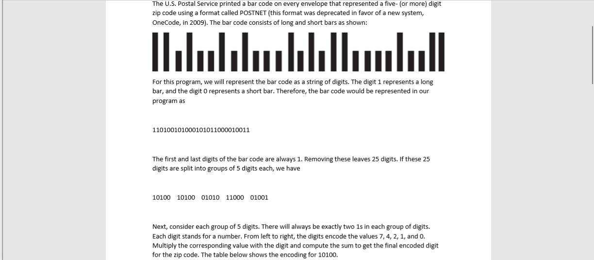 Solved The U.S. Postal Service printed a bar code on every | Chegg.com