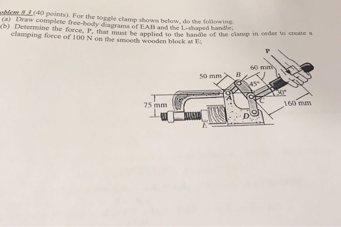 Solved ablem #3 (40 points). For the toggle clamp shown | Chegg.com
