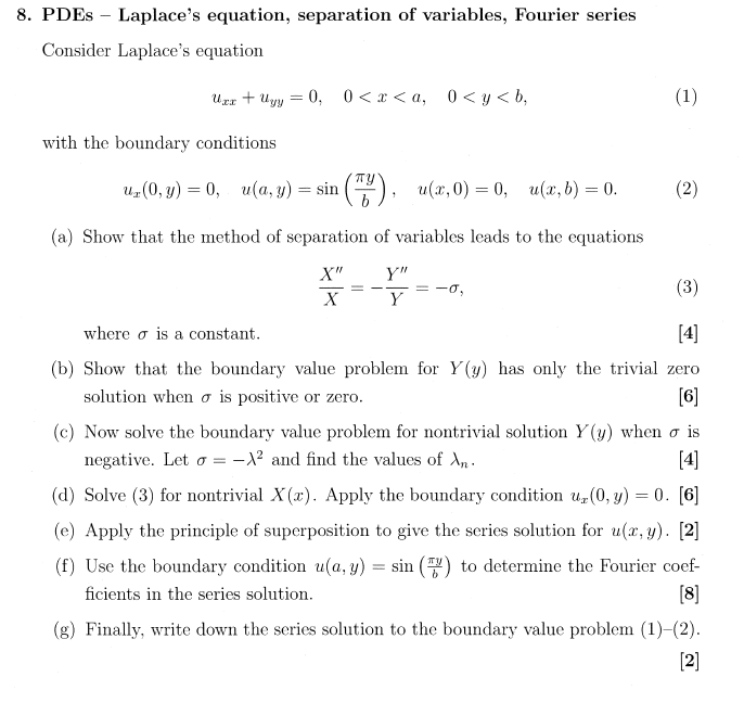 Solved 8. PDEs - Laplace's equation, separation of | Chegg.com