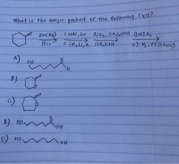 Solved What is the major product of the following rxn? | Chegg.com