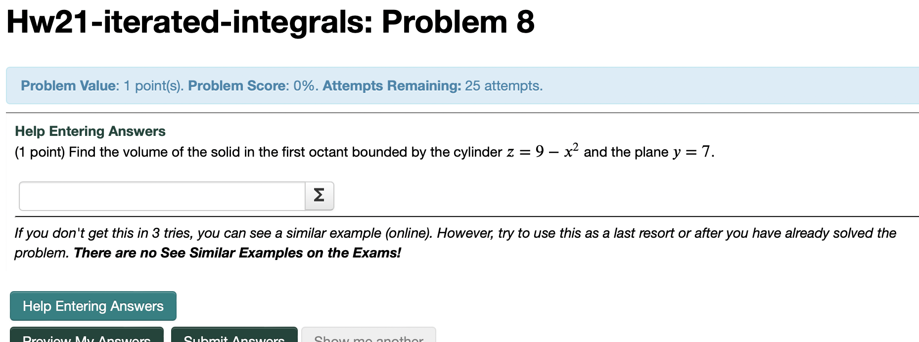 Solved Hw21-iterated-integrals: Problem 8 Problem Value: 1 | Chegg.com